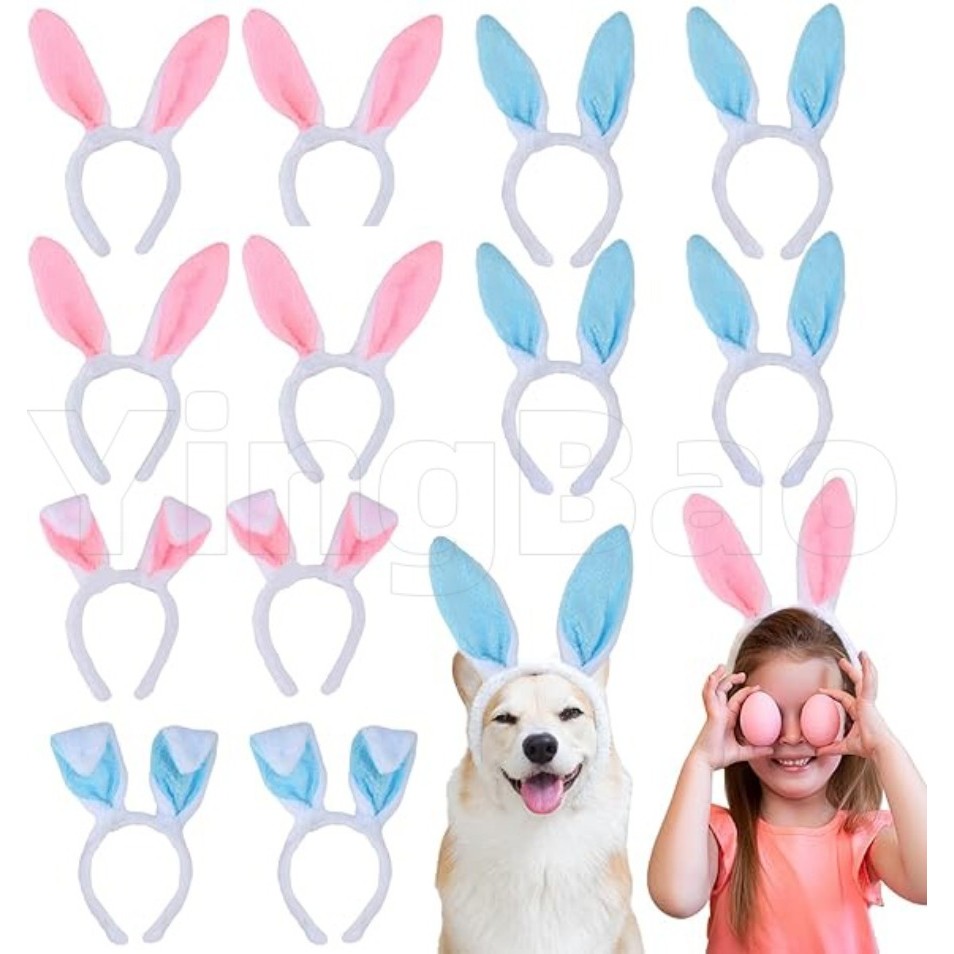 5Pcs Bunny Ears Headbands Plush Cute Rabbit Ear Hairbands Pink/BBunny ...