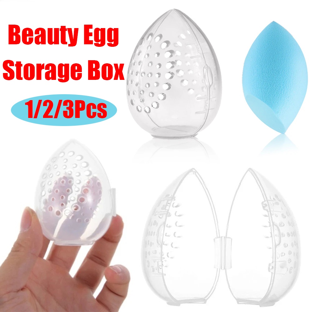 3Pcs Beauty Sponge Storage Boxes/Transparent Makeup Blender Puff Holder ...