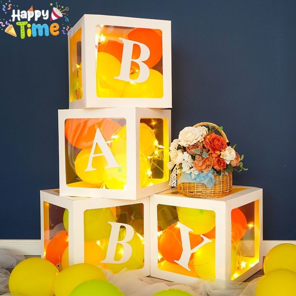 Transparent Balloon Box With Number Letter Name Backdrop Birthday ...