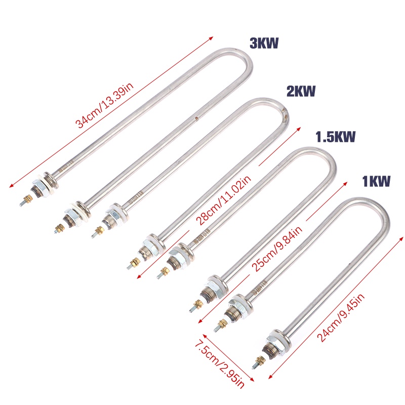 JLD 1PC 304 Stainless Steel U Type 220V Electric Heat Pipe U-shape ...