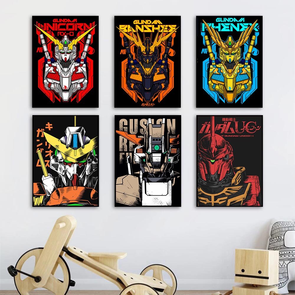 Japanese Anime Gundam Canvas Artwork, Vintage Wall Art, Unique Poster ...