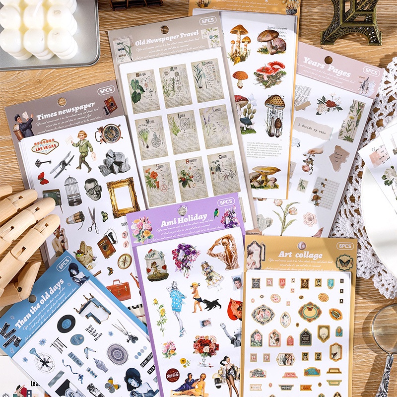 Small Retro Style Paper Stickers DIY Decoration Vintage Stickers for ...