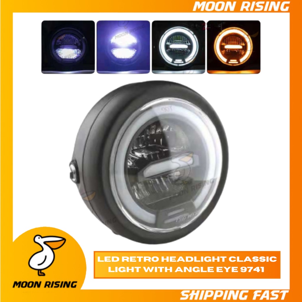 LED RETRO HEADLIGHT CLASSIC LIGHT WITH ANGLE EYE 9741 A LIGHT [MOON ...