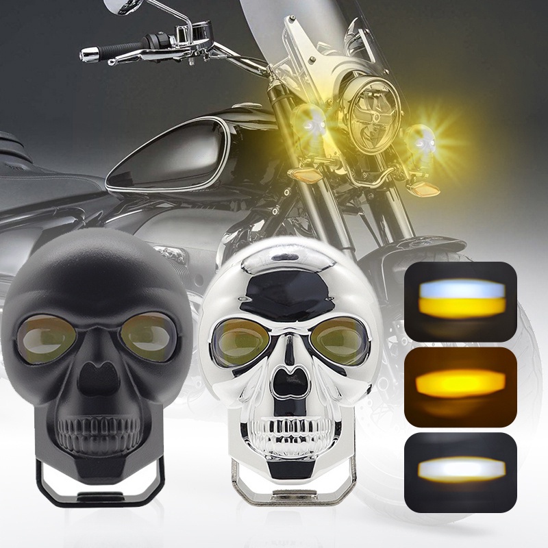 2PCLED Light Motorcycle Skull Headlight Fog Lights Spotlights 160W ...
