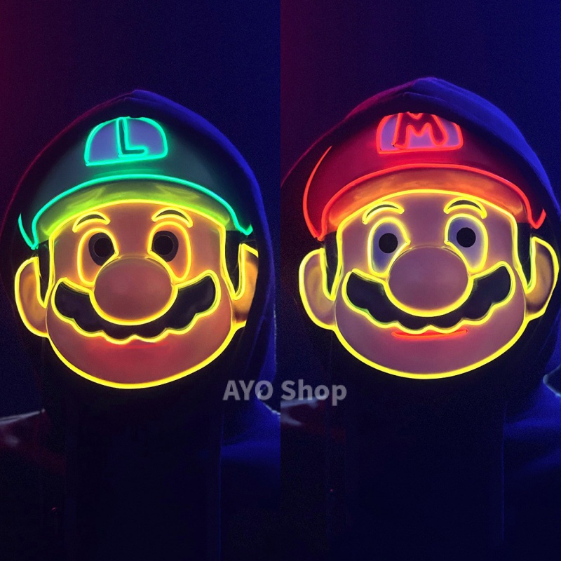 led cold light luminous mario super mario mask cartoon game anime ...