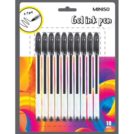 MINISO Gel Pen with Cap (10 Pack, Black) | Shopee Philippines