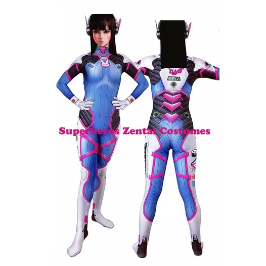Newest D.VA Costume 3D Print Classic dva Skin Suit Halloween Cosplay dva Zentai Catsuit Custom D ...