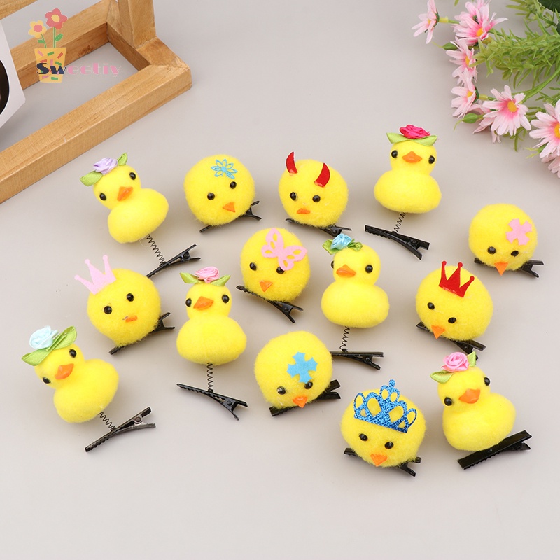 Sweetiy> Cute Fashion Flocking Little Yellow Duck Animal Plush Hairpin ...