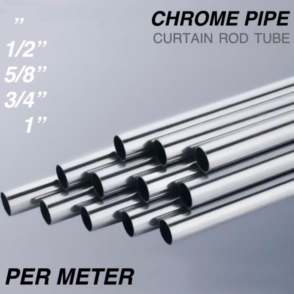 Chrome Pipe Alloy | Curtain Rod Tube 1/2” 3/4” 1” | Per 4FT/Centerpost ...