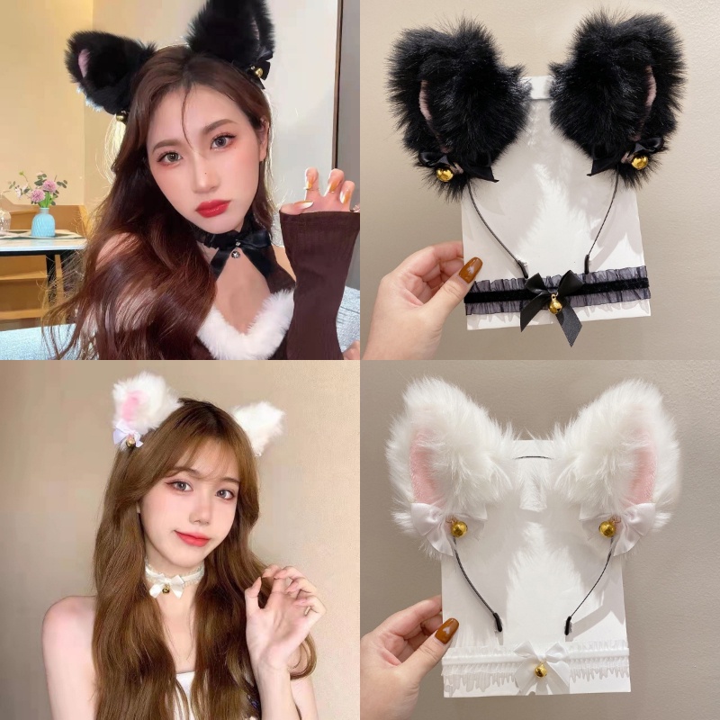 Cat Ears Cos Hair Hoop Female Sexy Headband Headband Lace Bell Necklace ...