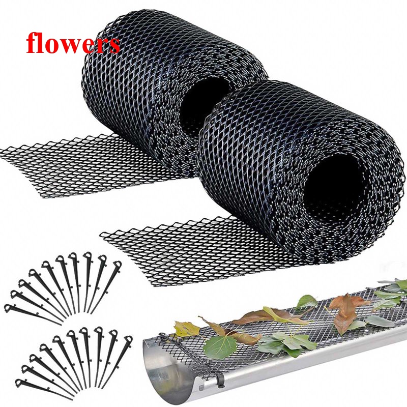 FLOWERS Eaves Net Plastic Gutter Guard Mesh Prevent Clogging Of Fallen ...