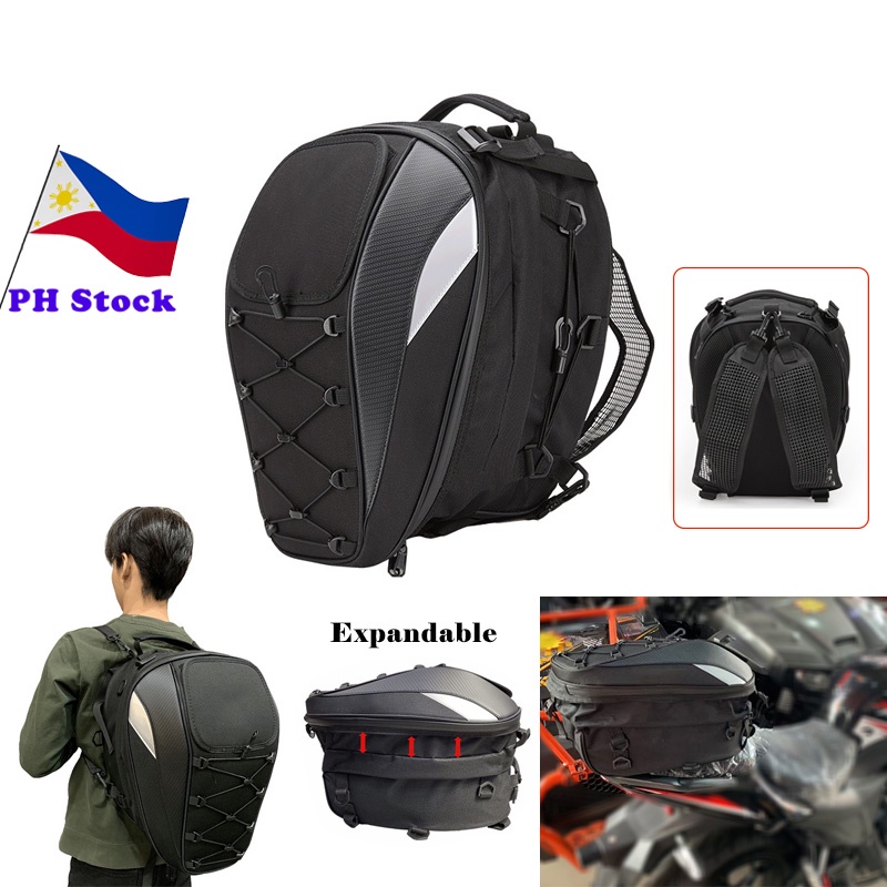 REYGEAKT Motorcycle Rear Seat Tail Bag Helmet Storage Riding Backpack ...