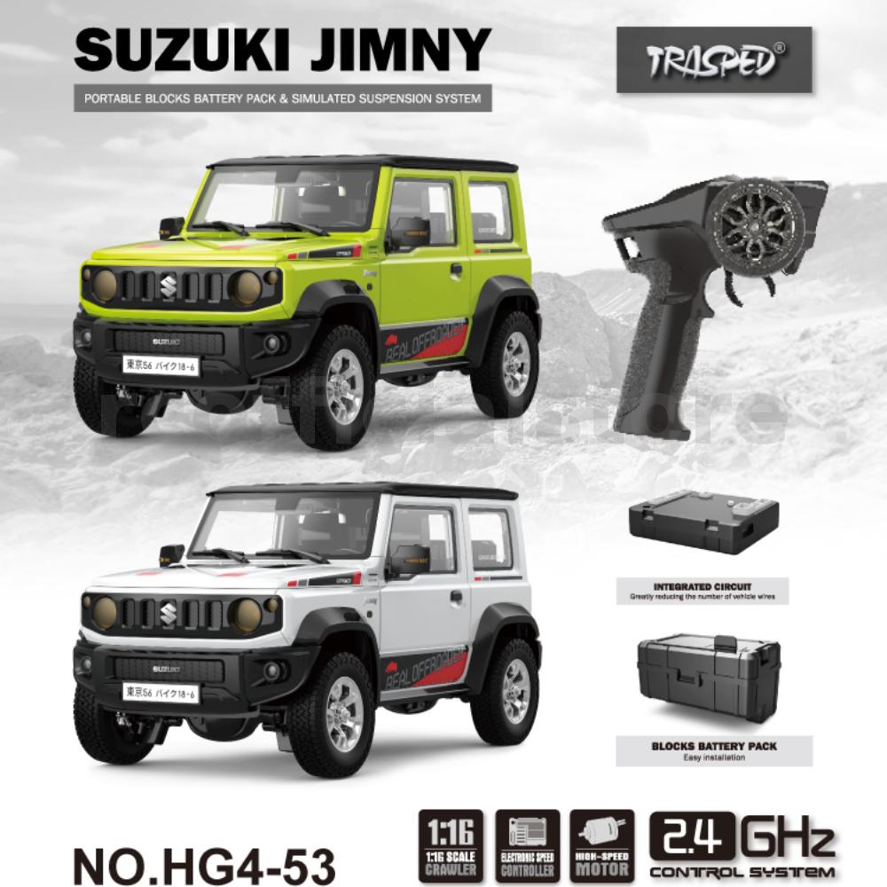 HG HG4-53 TRASPED 1/16 2.4G 4WD RC Car for SUZUKI JIMNY Rock Crawler LED Light Simulated Sound ...