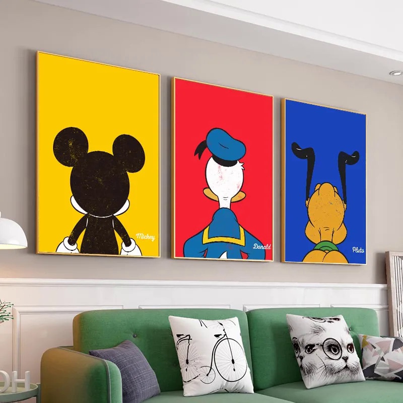 Disney Back View Paintings Cartoon Donald Duck Mickey Mouse Canvas Art ...