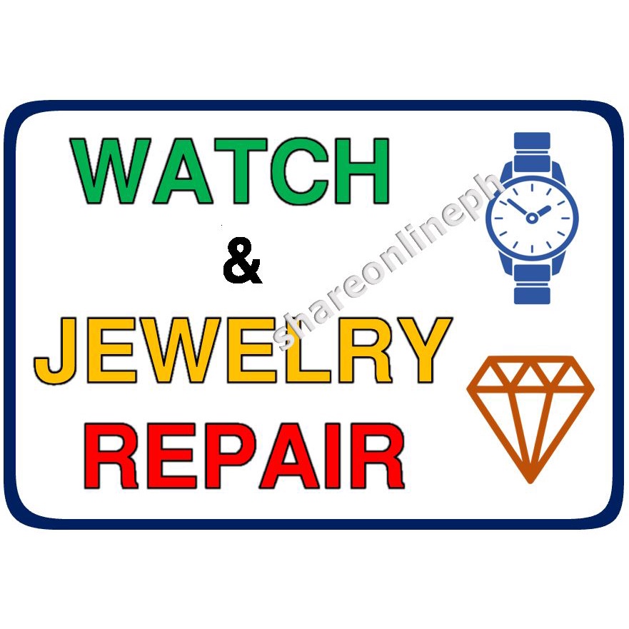 ♞Laminated Signages Watch Repair Sticker Signage PVC Sign Boards Watch ...