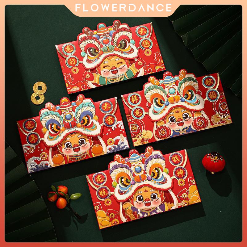 4pcs 2024 Dragon New Year Red Envelopes Angpaw Wedding Festival New ...