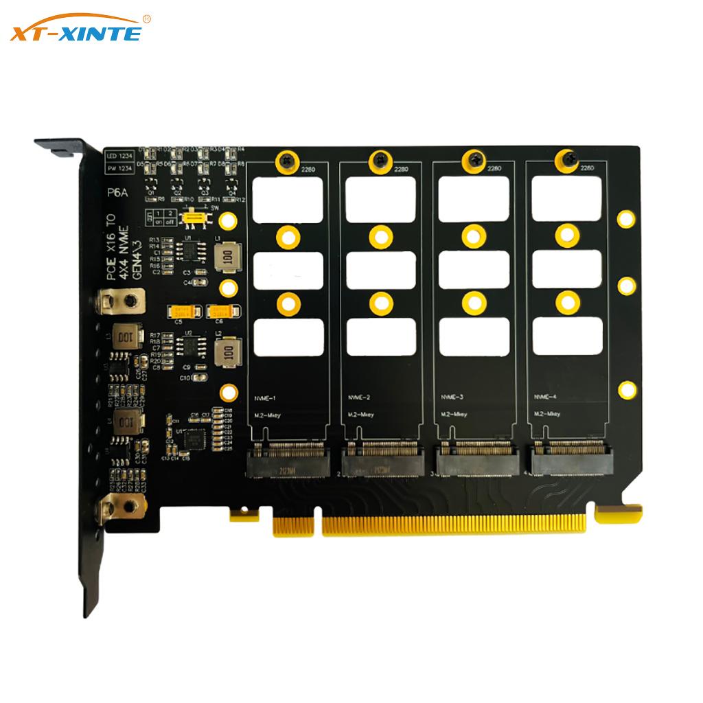 XT-XINTE PCI-E Signal Split Array Card Adapter Card 4 Port M.2 NVMe SSD ...