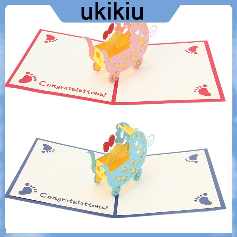 UKI 3D for Pop Up Baby Carriages Greeting Card for Birthday Baby Shower ...