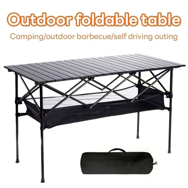 MOK Outdoor Portable Table with Storage Camping Table Adjustable ...