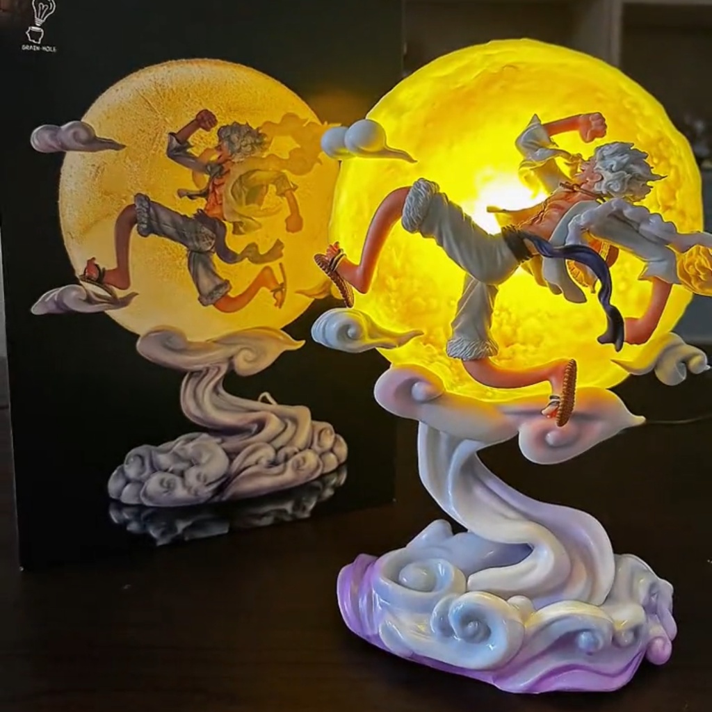 28cm One Piece Figure Nika Monkey D Luffy Run Moon Led Night Light ...