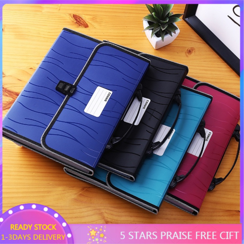 A4 folder storage bag 13 compartment storage folder Wave pattern organ ...