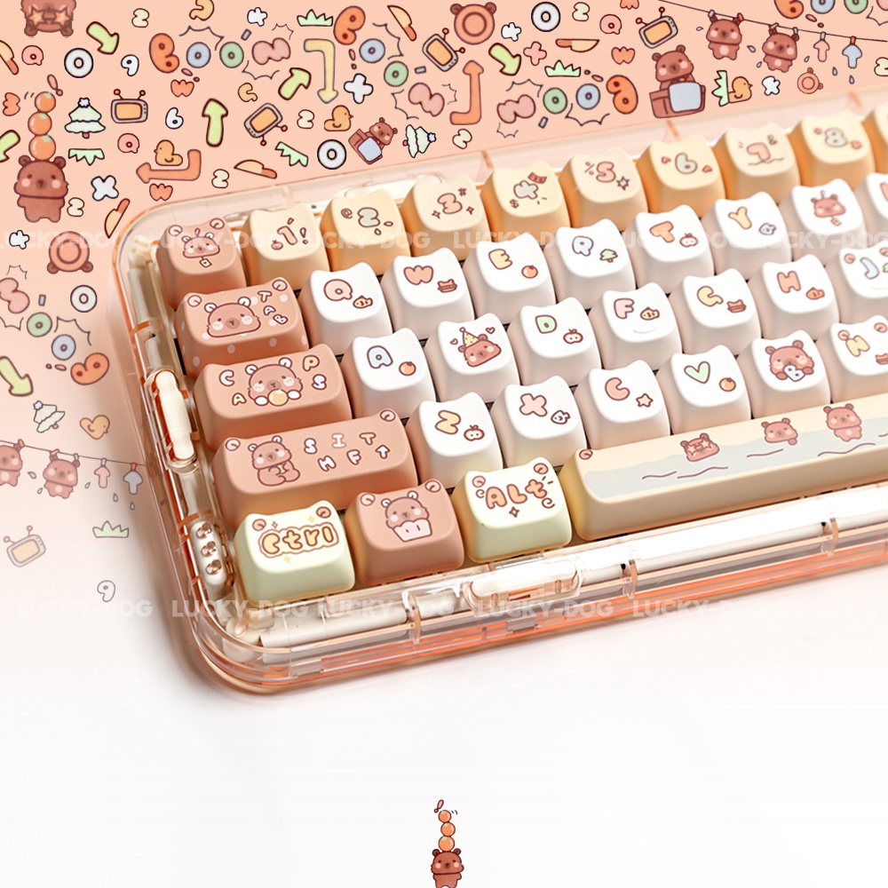 Cat Ear Shape Capibala Bear Keycaps 134Keys/Set MAO Profile PBT ...