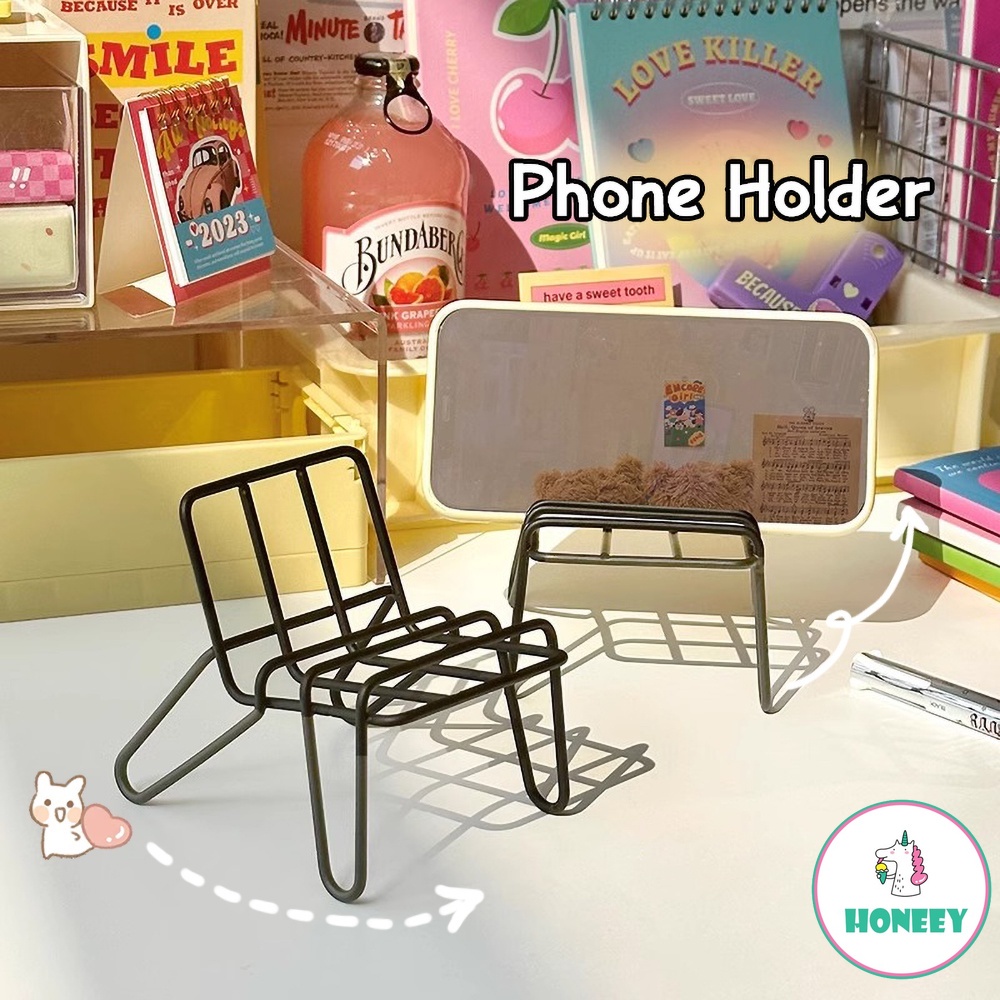 Small Black Metal Chair Mobile Phone Stand Mobile Phone Seat Adjustable ...