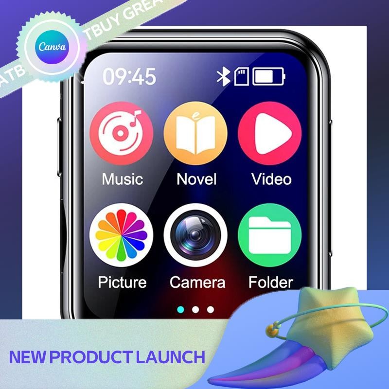 MP3 Music Player with Bluetooth 5.4 HiFi MP4 Full Touch Screen Built-in ...