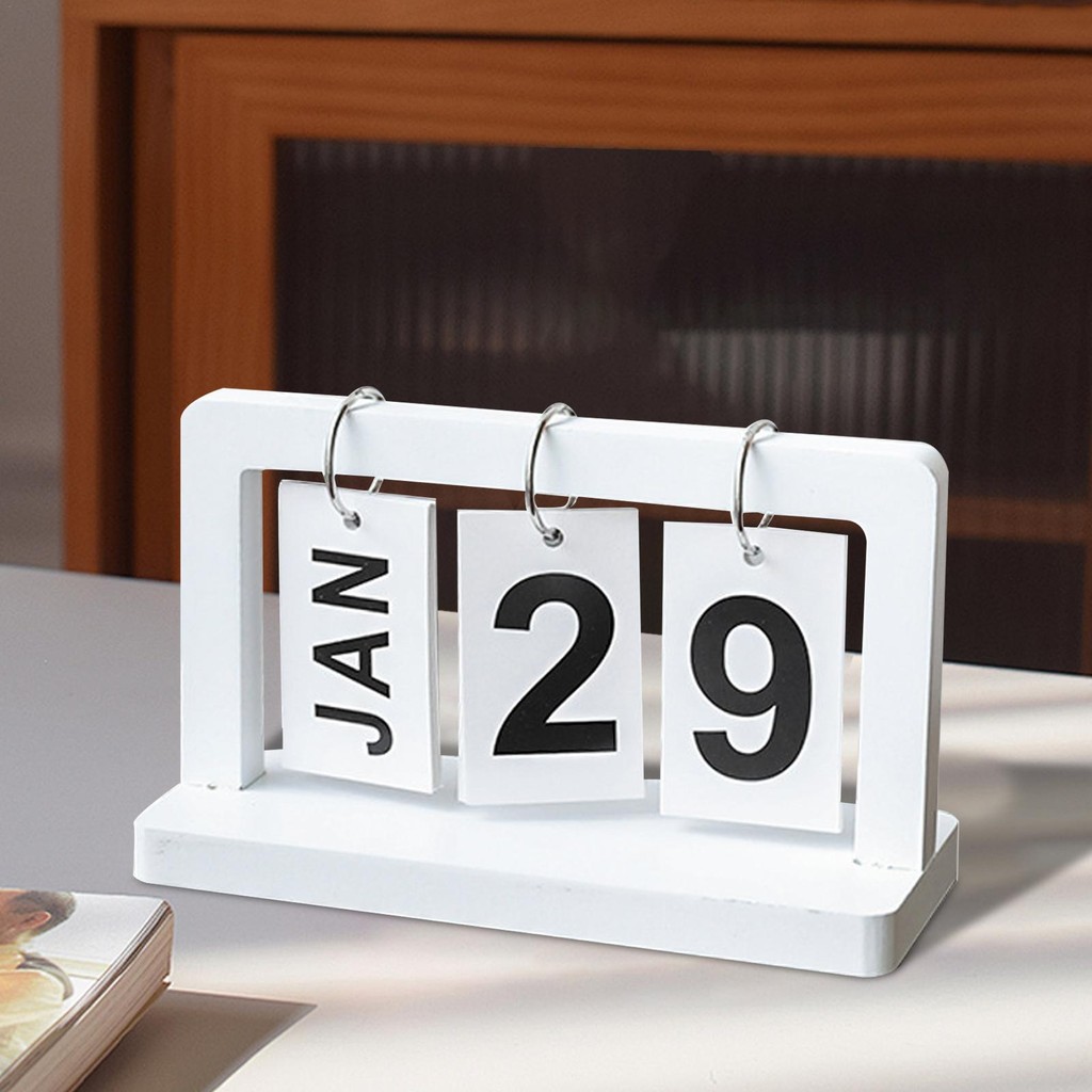 Desk Calendar Wooden Desktop Perpetual Wedding Daily Stand Up Calendar ...