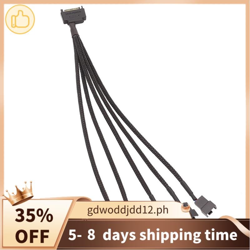 15-Pin SATA to 5 Fan Adapter Cable SATA to 3 Pin/4 Pin PMW PC Case Fan ...