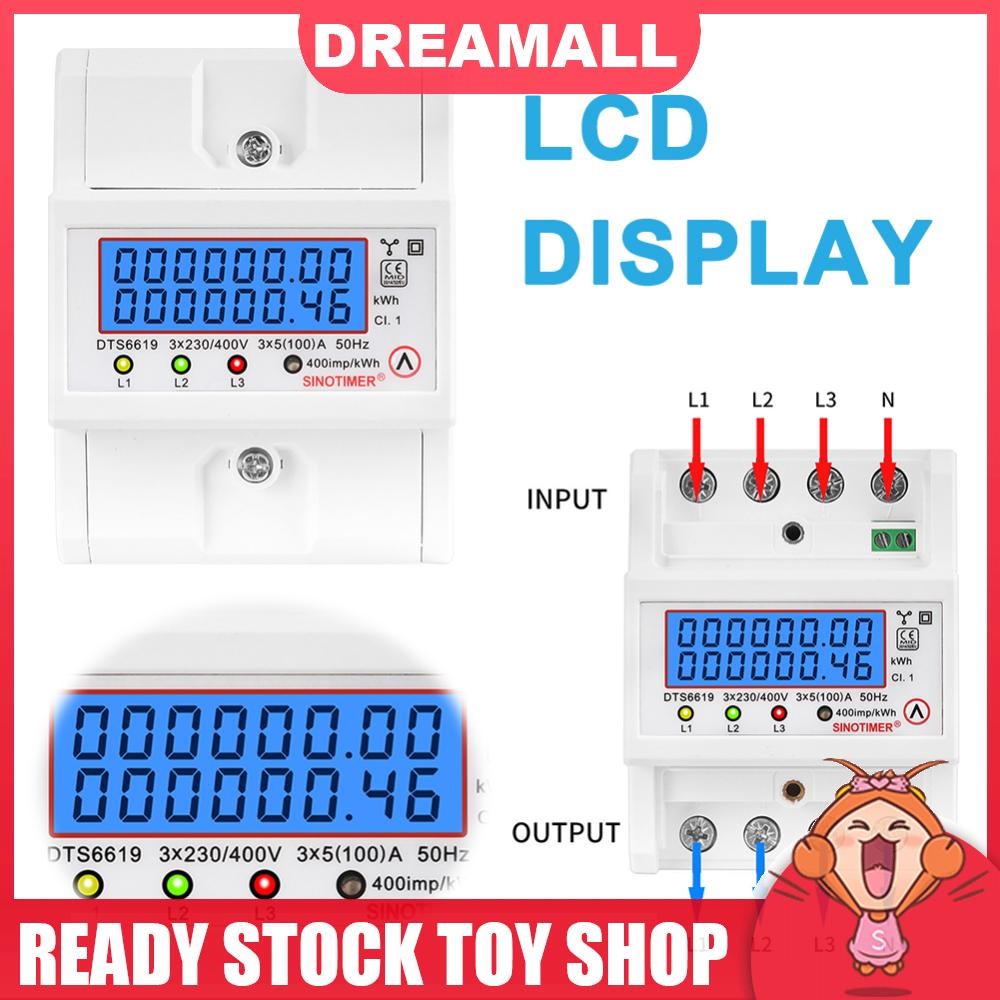 Din Rail 3 Phase 4 Wire Energy Meter Wattmeter Electricity Usage Monitor Meter [Dreamall8.ph ...