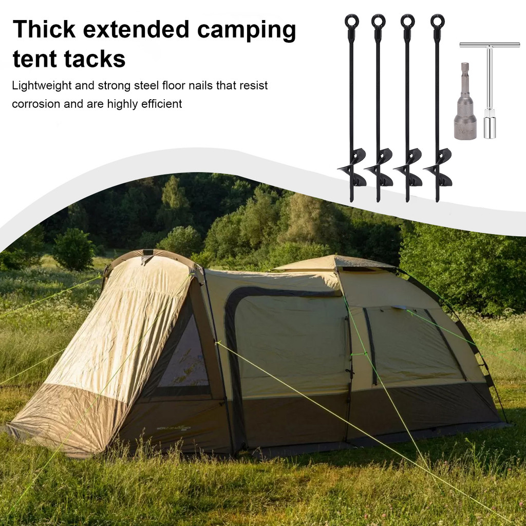 LEM- 4Pcs Spiral Ground Anchors Heavy Duty Trampoline Anchors Anti-rust ...