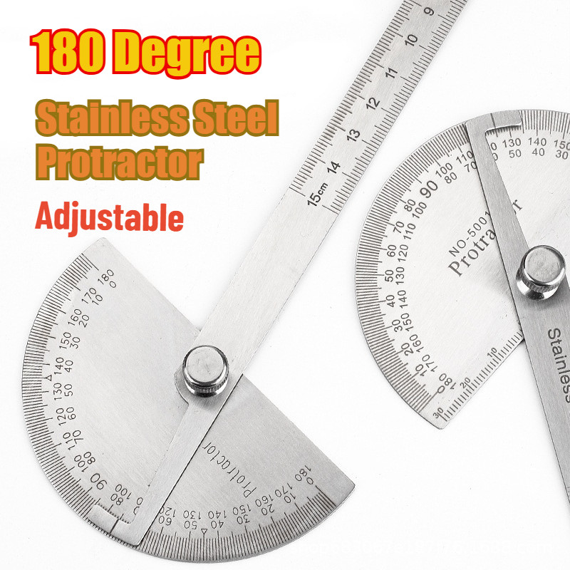 Stainless Steel Protractor 180 Degrees Adjustable Angle Protractor ...
