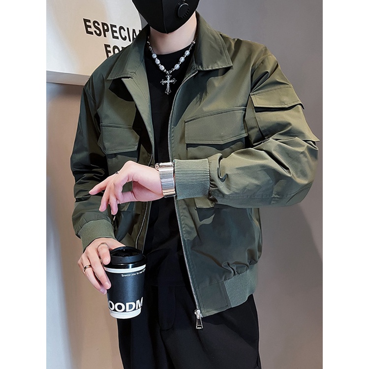 High-end Feeling Multi-Pocket Army Green Overalls Ruffian Handsome ...