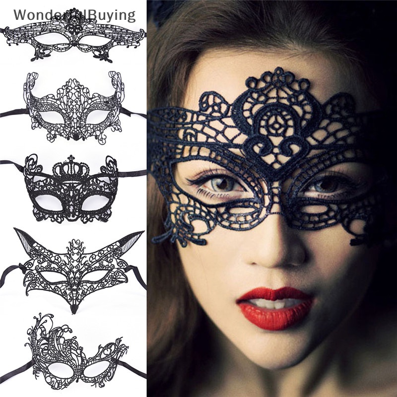 WBPH Belle Hot Black Lace Eye Mask Ladies Masquerade Ball Costume Party ...
