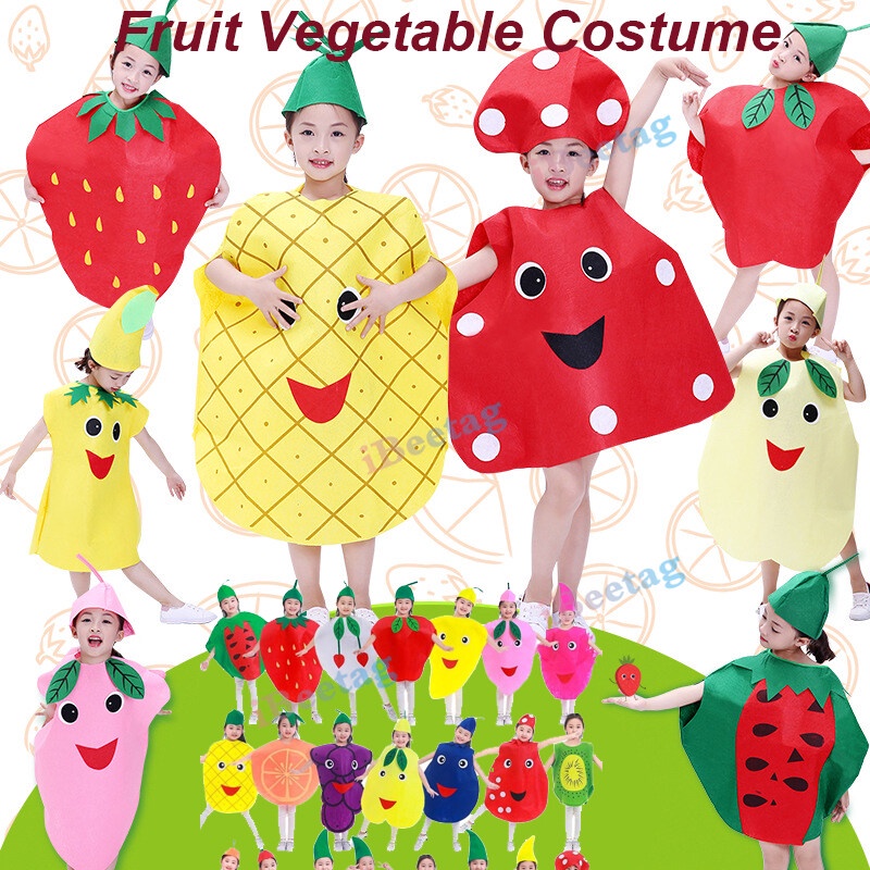 Kids 18 Styles Fruit Vegetable Costume Cosplay Halloween Christmas Cute Dress Up School Stage ...