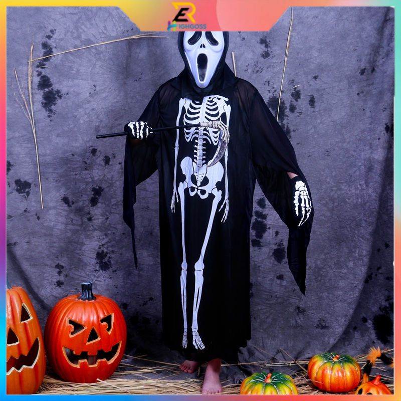 Scary Scream Ghost Face Mask Fancy Bloody Dress scary Halloween Party ...