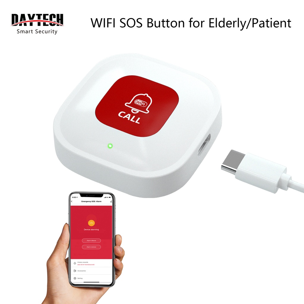 Daytech WiFi Caregiver Pager Smart Wireless Call Button Rechargable ...