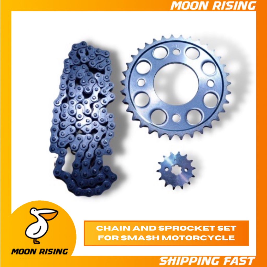 SMASH CHAIN AND SPROCKET SET FOR SMASH MOTORCYCLE MOON RISING] | Shopee ...