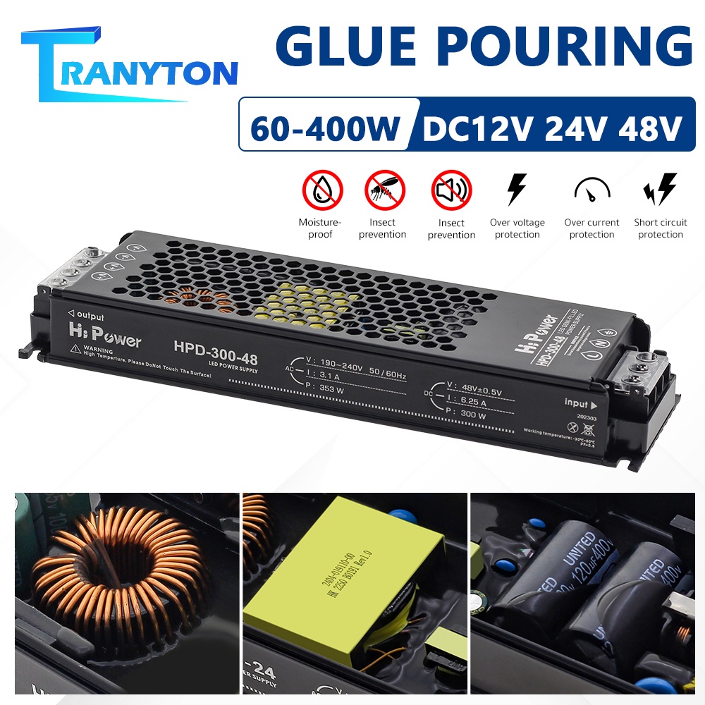 Glue Pouring LED Power Supply DC 12V 24V 48V 60W 100W 200W 300W 400W ...