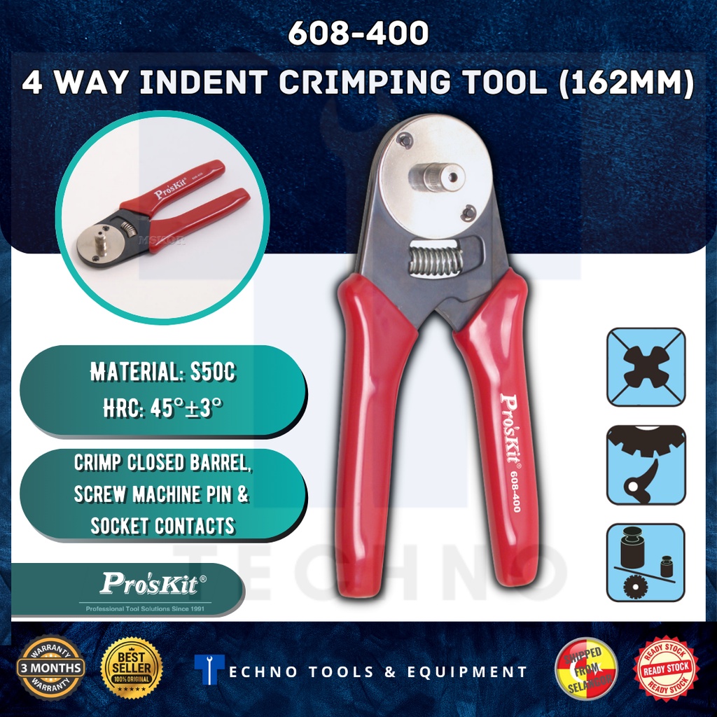 Pro'skit 608-400 4 Way Indent Crimping Tool (162mm) | Shopee Philippines