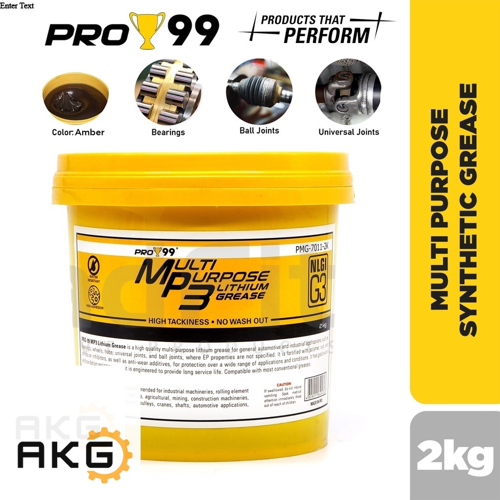 PRO99 Multi Purpose MP3 Synthetic Lithium NLGI 3 Grease 2kg | Shopee ...