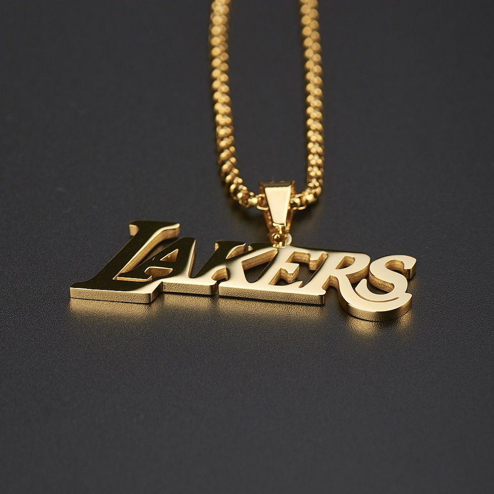 NBA Lakers Titanium Steel Logo Commemorative Necklace Hip Hop Style ...
