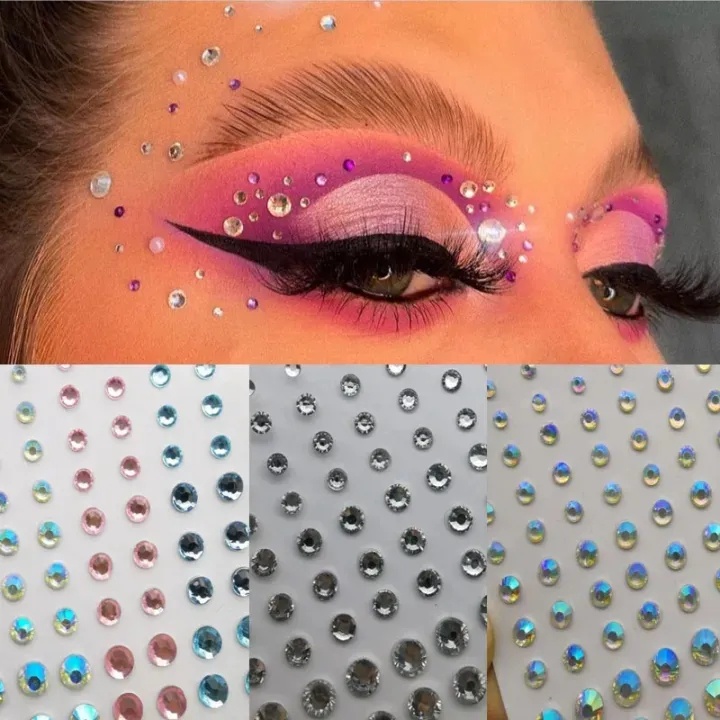 Rhinestone Pearl Sticker Eyebrow Face Sticker Diamond Makeup Face ...