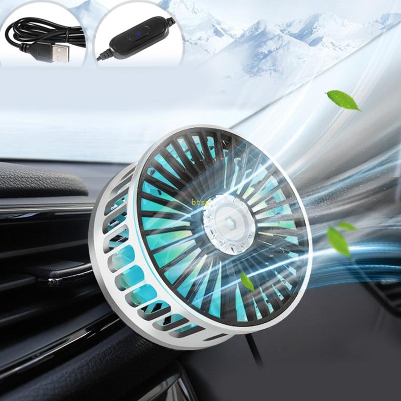 BT Vehicle USB Fan Electric Car Fan Dashboard Mounted 3 Speed 360 ...