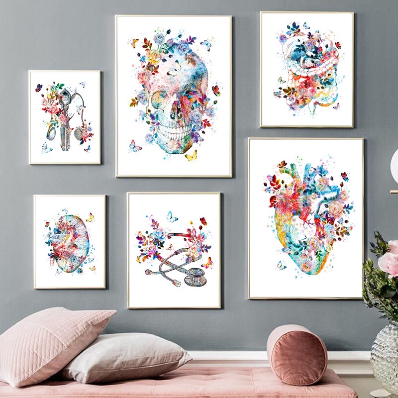 Flower Organ Human Body Anatomy Wall Art Canvas Painting Medical Poster ...