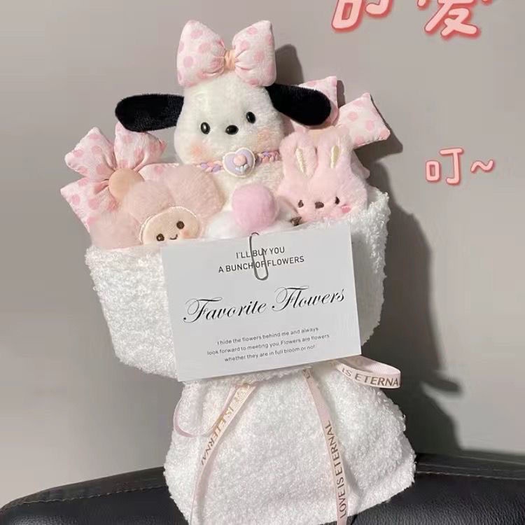 Sanrio Pacha Dog Doll Bouquet Doll Birthday Gift For Girls Cartoon Cute ...