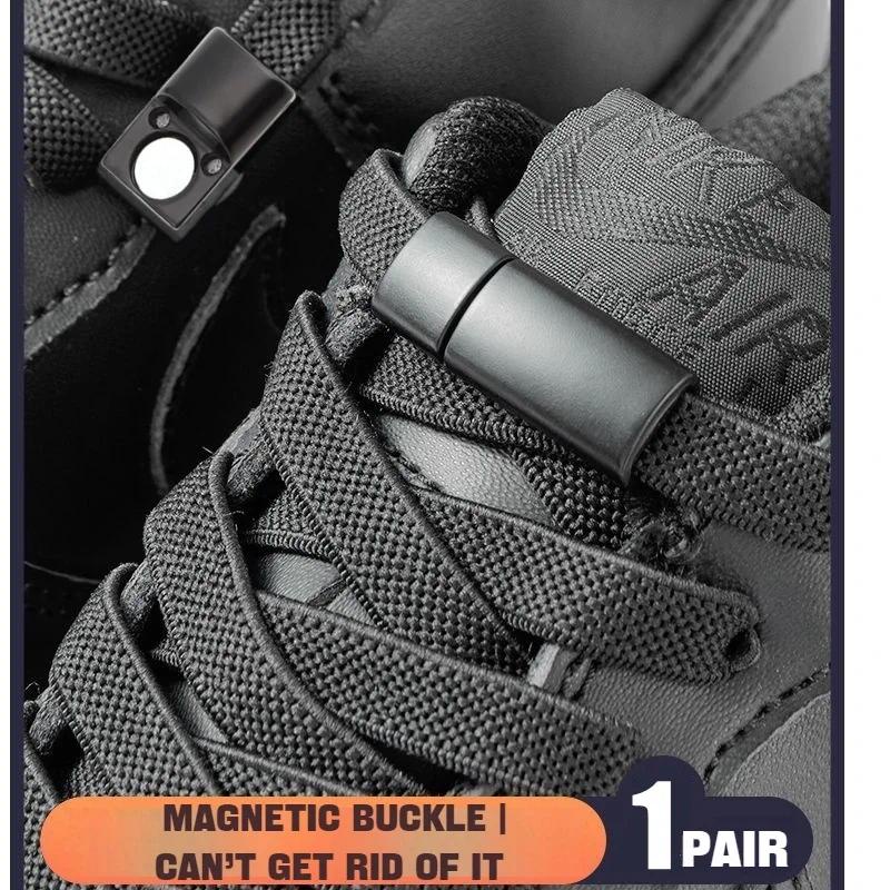 Magnetic Lock Shoelaces Without Ties Flat Elastic Shoe Laces Sneakers ...