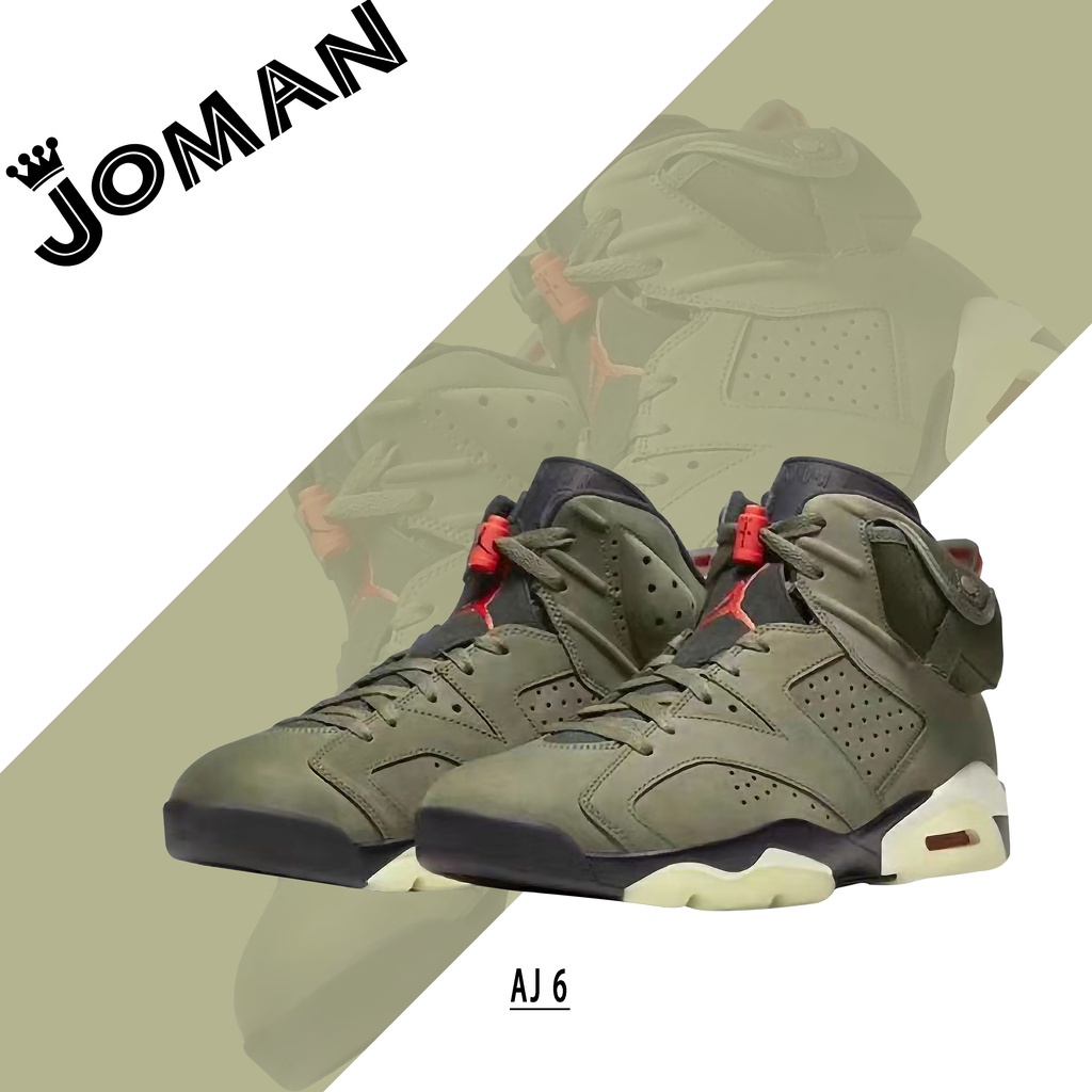 Travis Scott x Air Jordan 6 "Medium Olive" AJ6 High Cut basketball sports running sneakers for ...