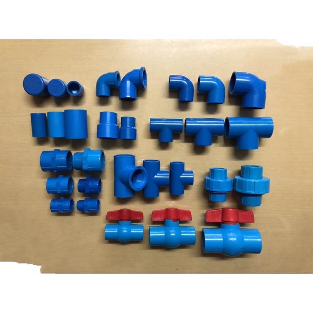 PVC BLUE FITTINGS ELBOW COUPLING MALE FEMALE ADAPTER THREAD TEE END CAP ...